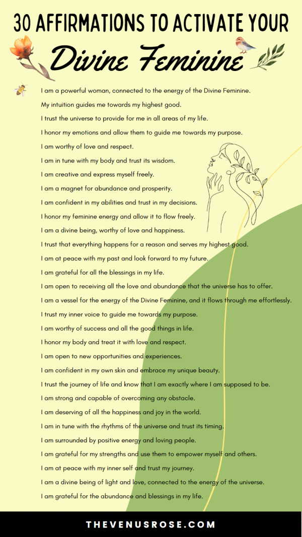 30 Divine Feminine Affirmations - The Venus Rose